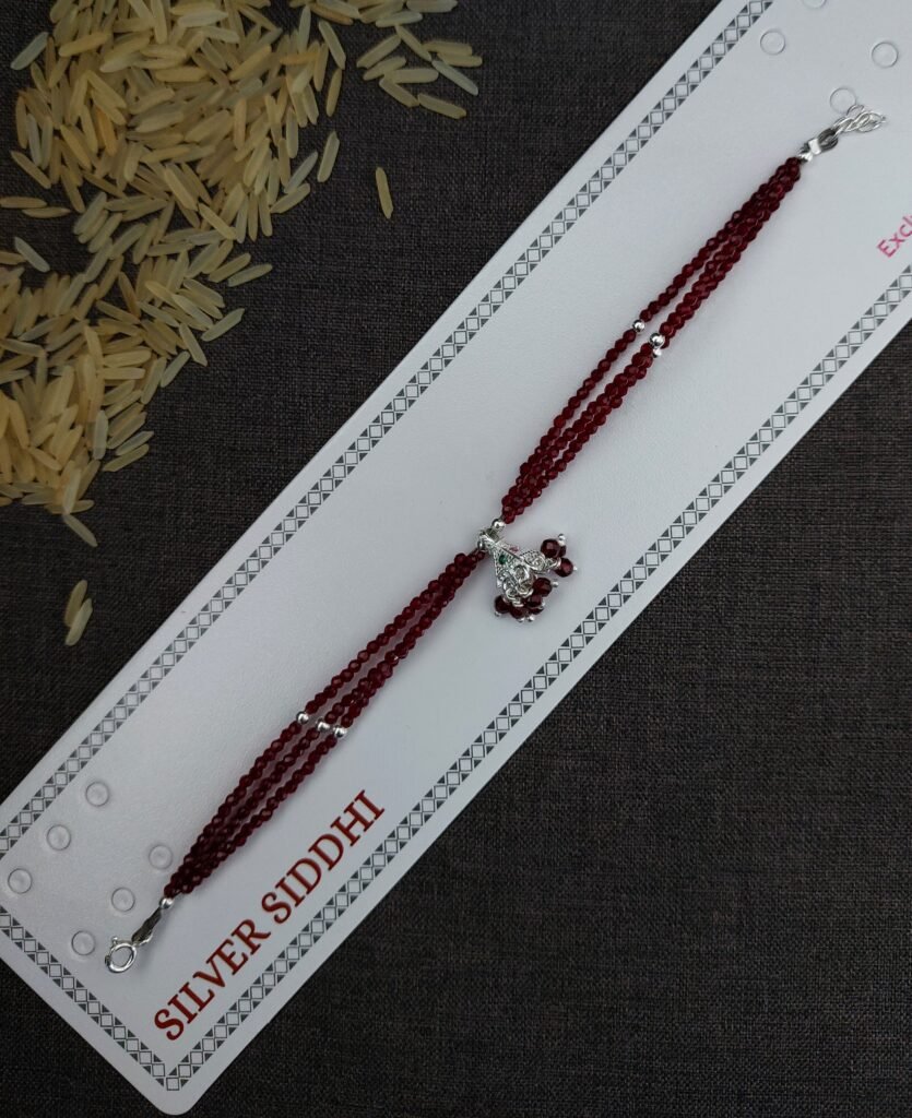 Buy Red lumba silver rakhi for bhabhi Online in India - SILVER SIDDHI