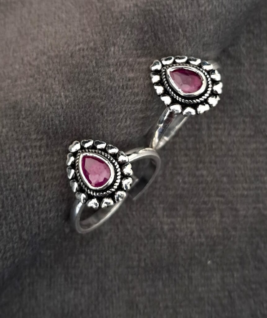 Buy Ruby stone silver toe ring Online in India - SILVER SIDDHI